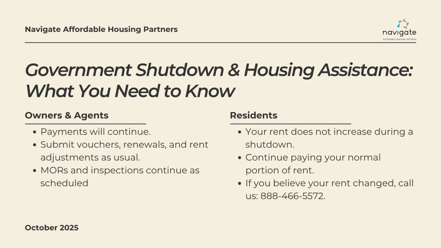 How the 2025 Government Shutdown Affects Affordable Housing - Navigate ...